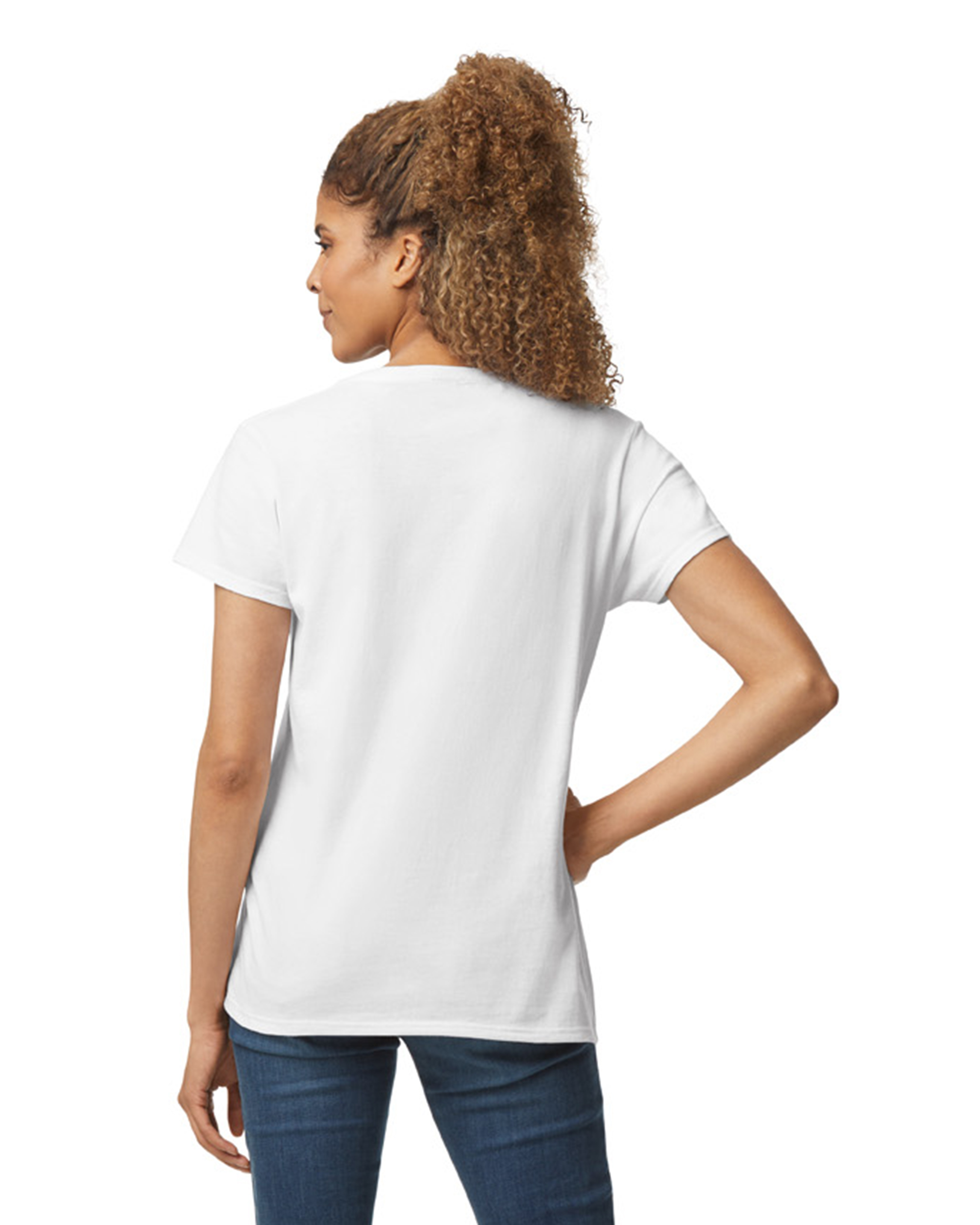 Gildan Women's Heavy Cotton™ V Neck T Shirt G500 Vl White | Jiffy
