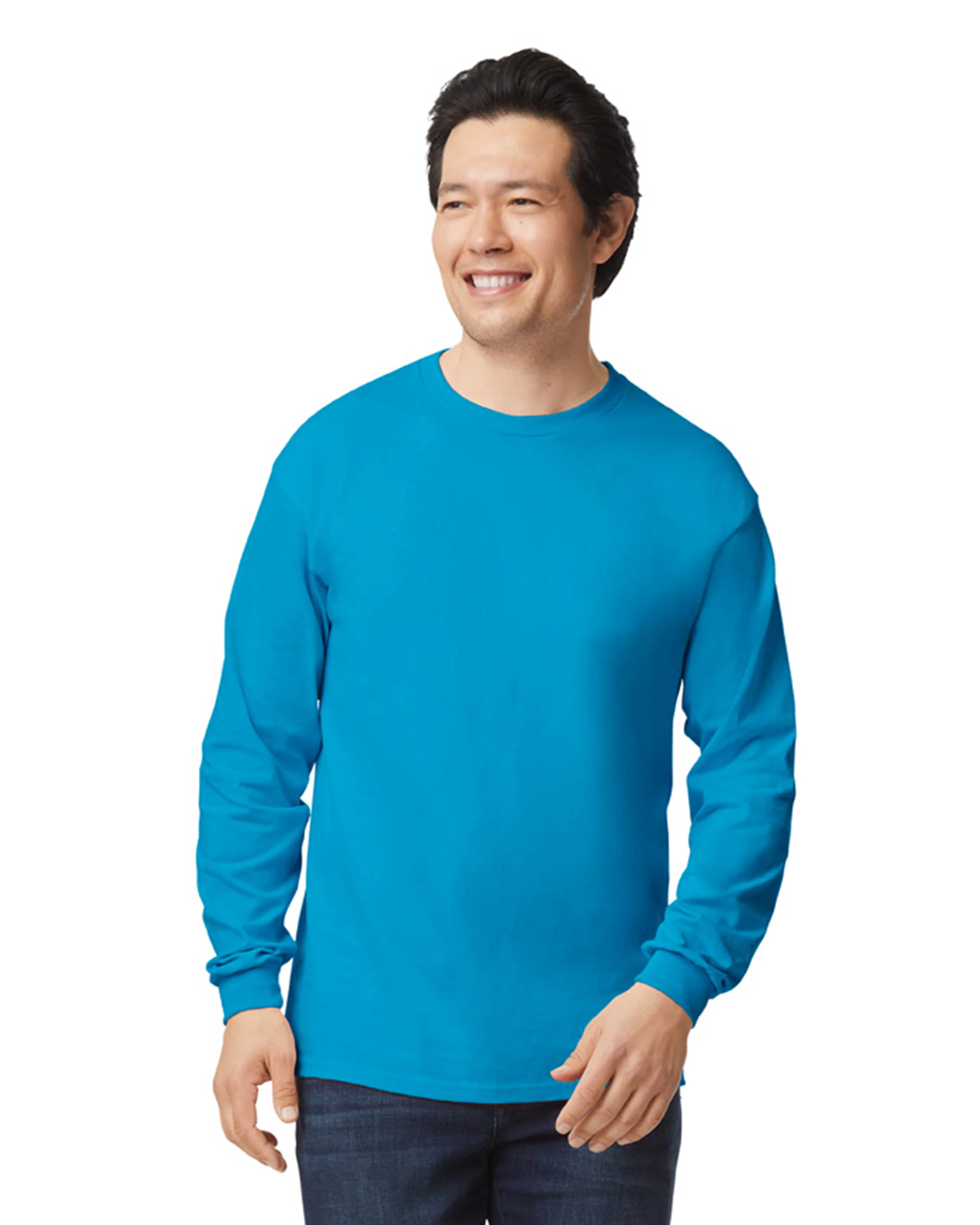 Gildan Unisex Ultra Cotton® Long Sleeve T Shirt G240 Sapphire | Jiffy