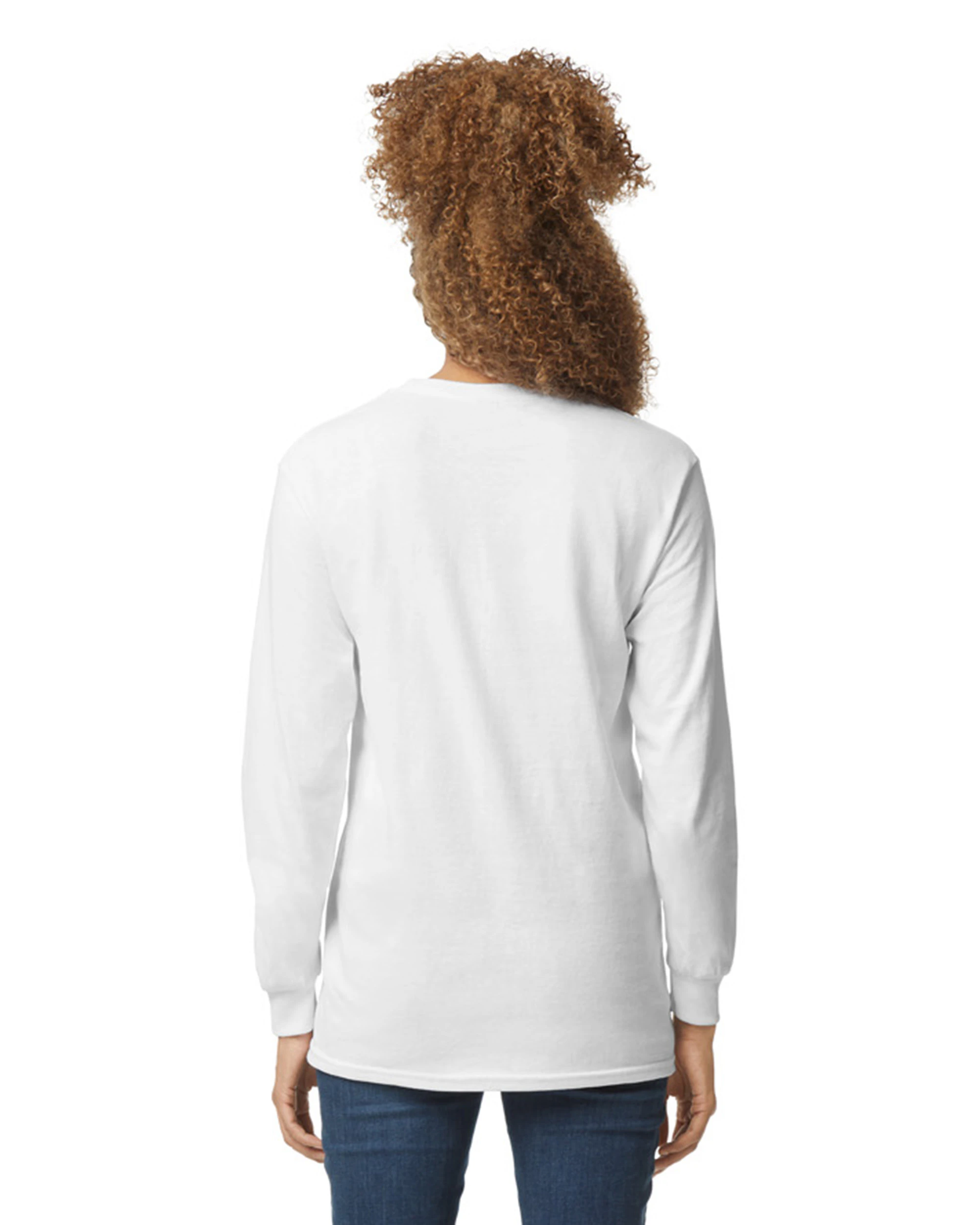 Gildan Unisex Ultra Cotton® Long Sleeve T Shirt G240 White | Jiffy