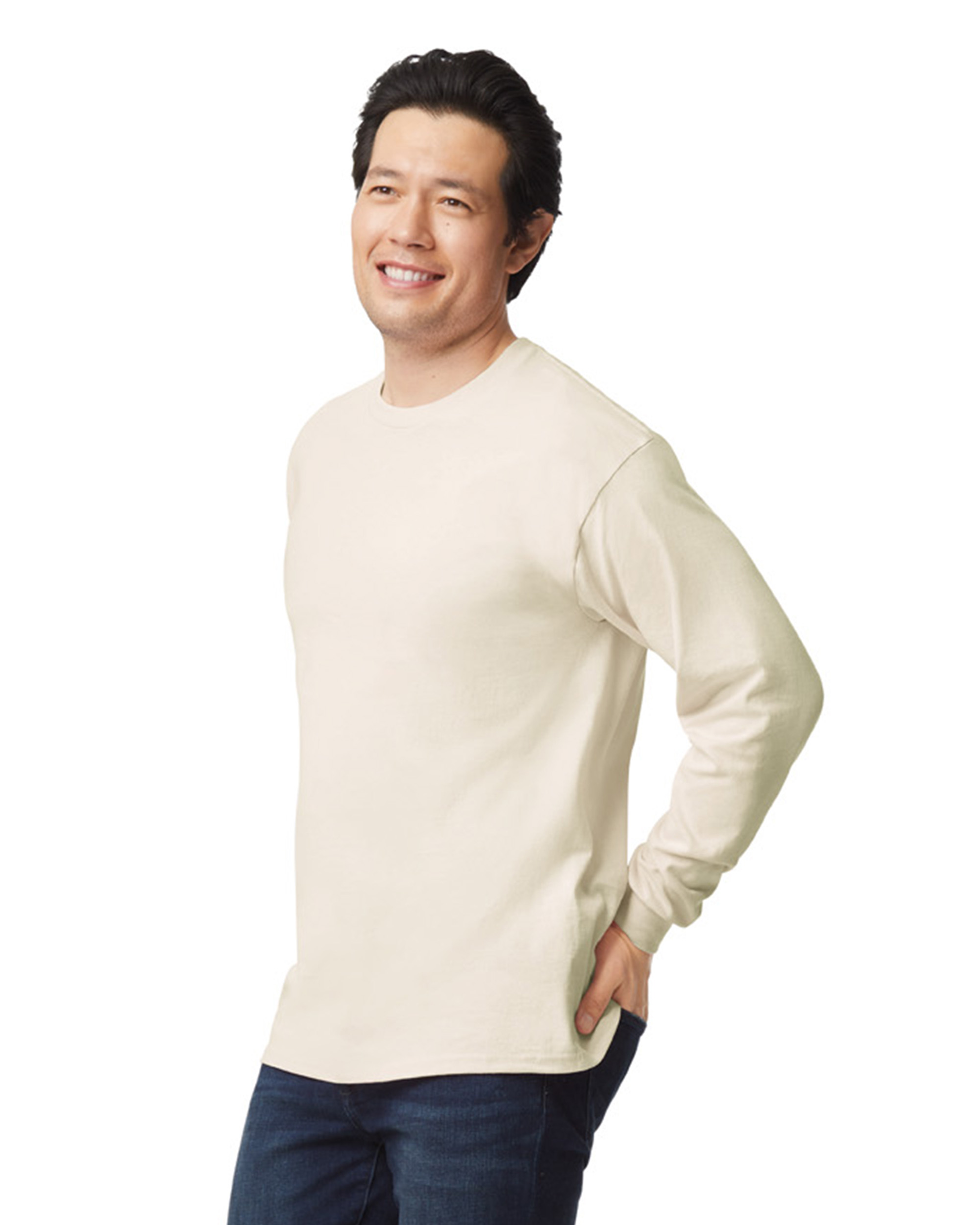 Gildan Unisex Ultra Cotton® Long Sleeve T Shirt G240 Natural | Jiffy