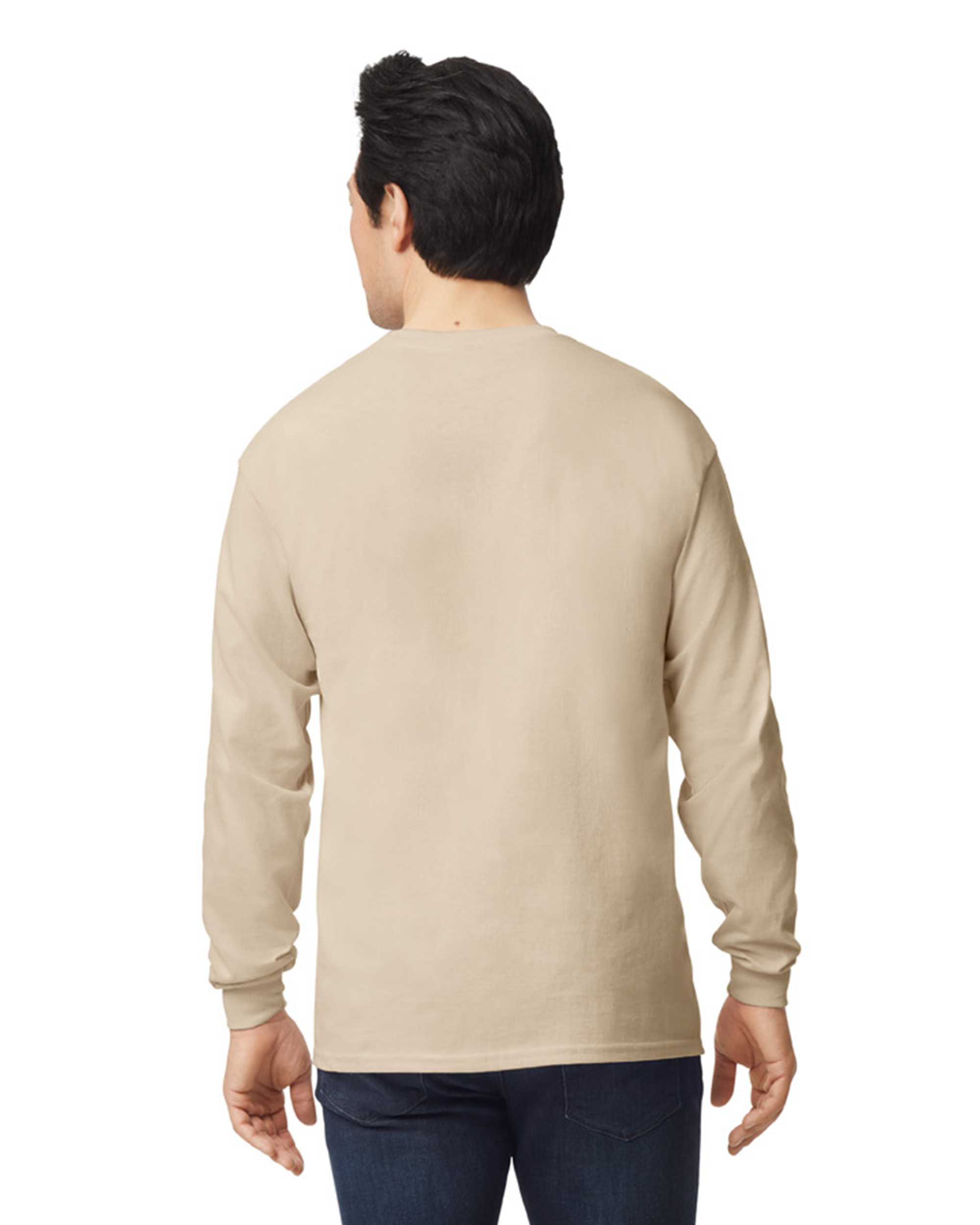 Gildan Unisex Ultra Cotton® Long Sleeve T Shirt G240 Sand | Jiffy