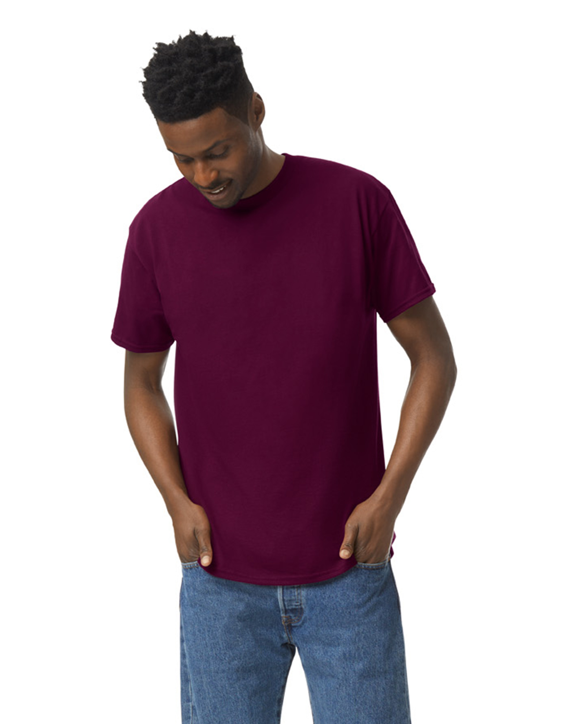 Gildan Unisex Heavy Cotton™ T Shirt G500 Maroon | Jiffy