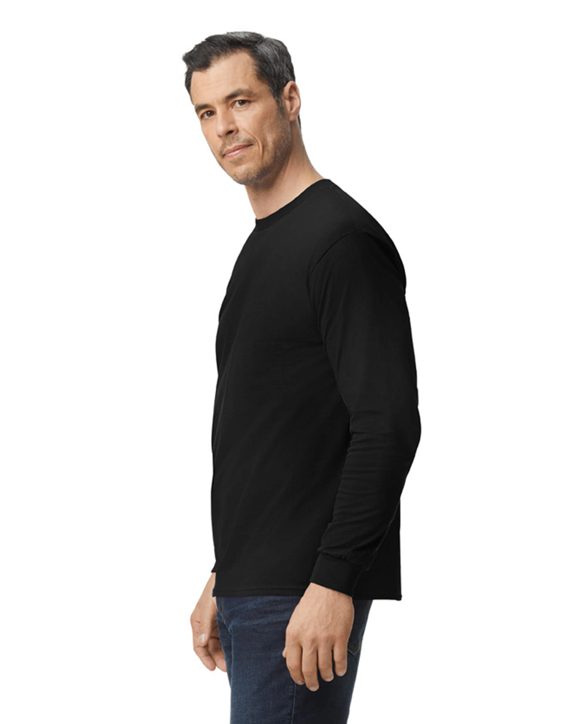 Gildan Unisex Heavy Cotton™ Long Sleeve T Shirt G540 Black | Jiffy