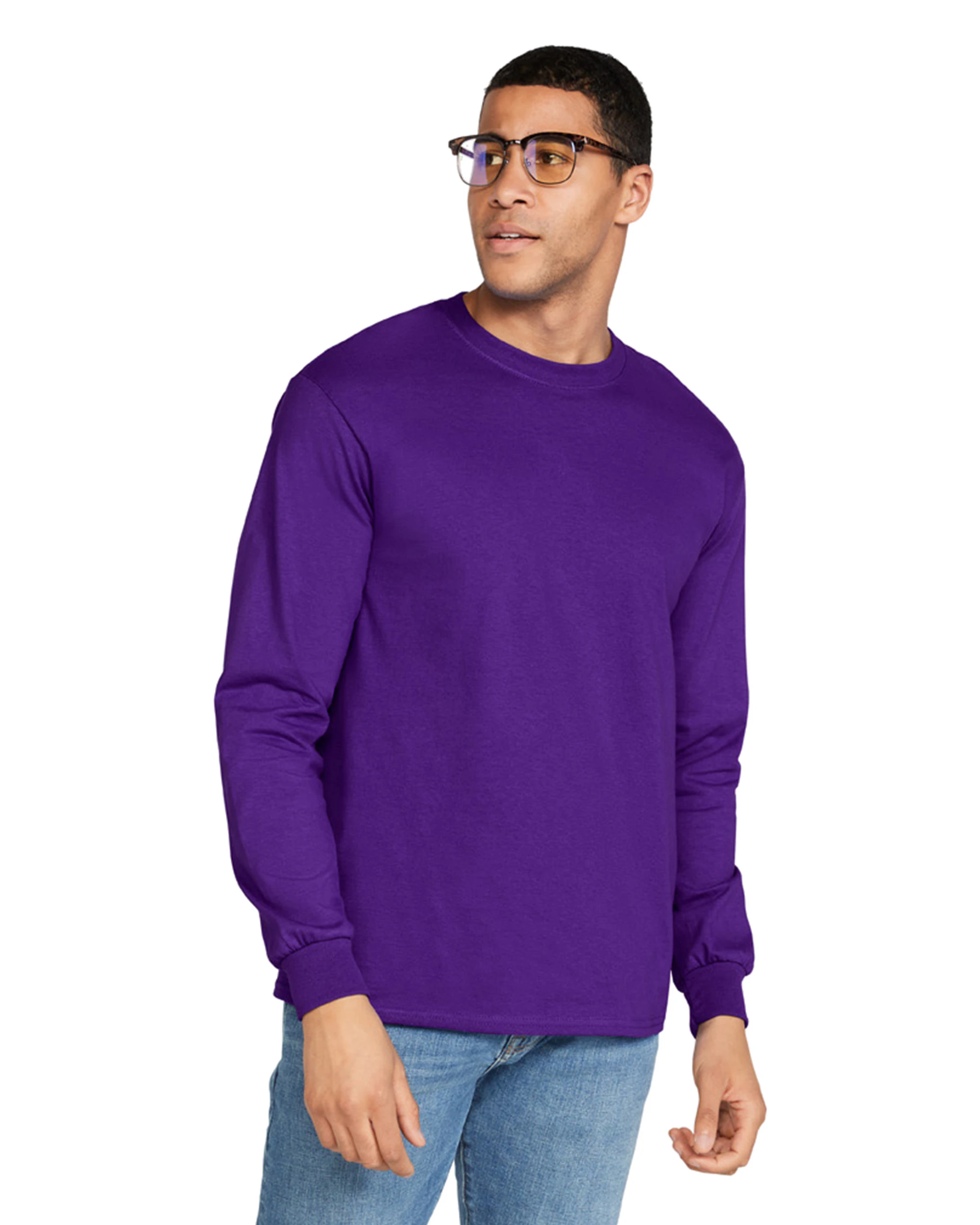 Gildan Unisex Ultra Cotton® Long Sleeve T Shirt G240 Purple | Jiffy