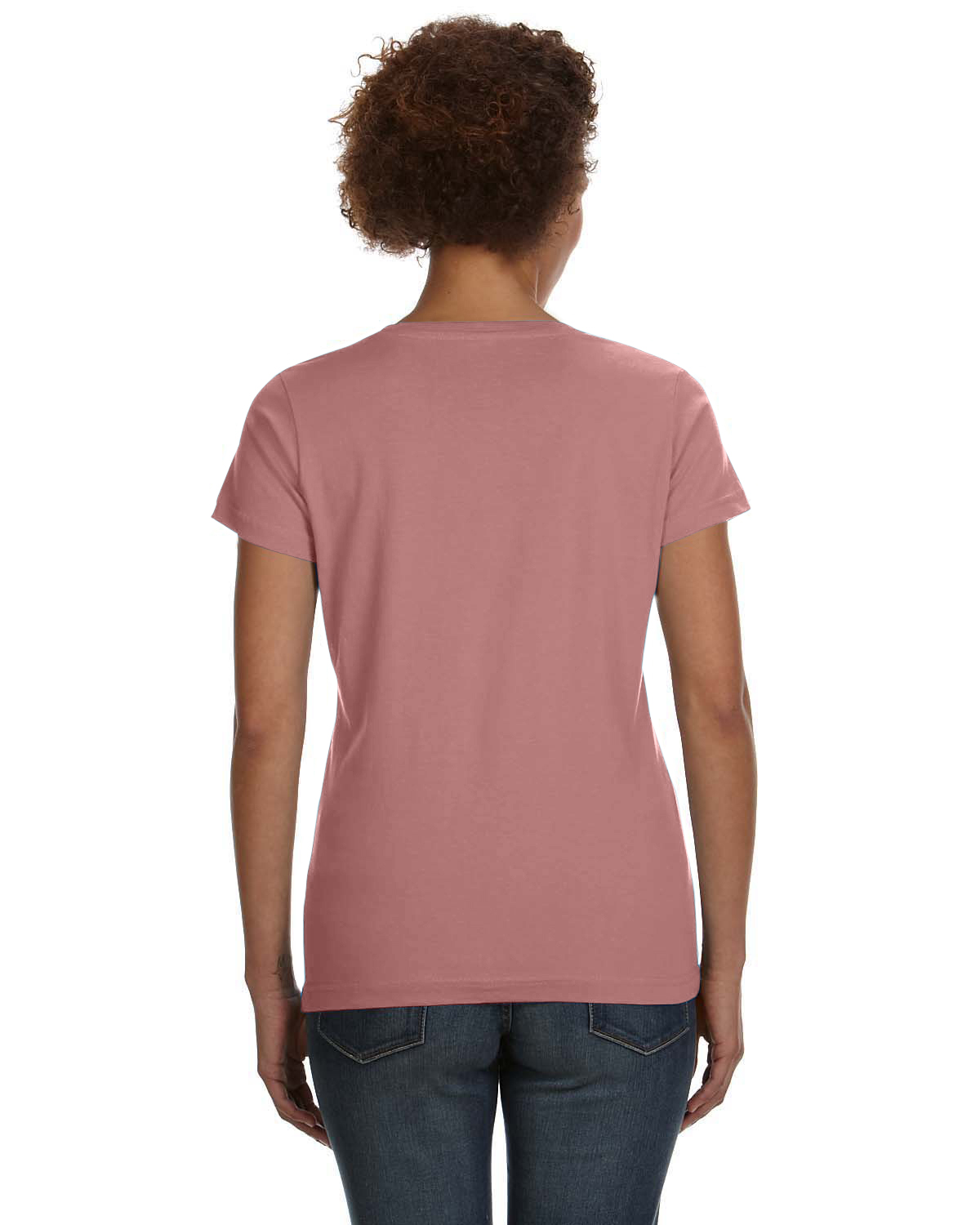 Lat Women's V Neck Fine Jersey T Shirt 3507 Mauvelous | Jiffy