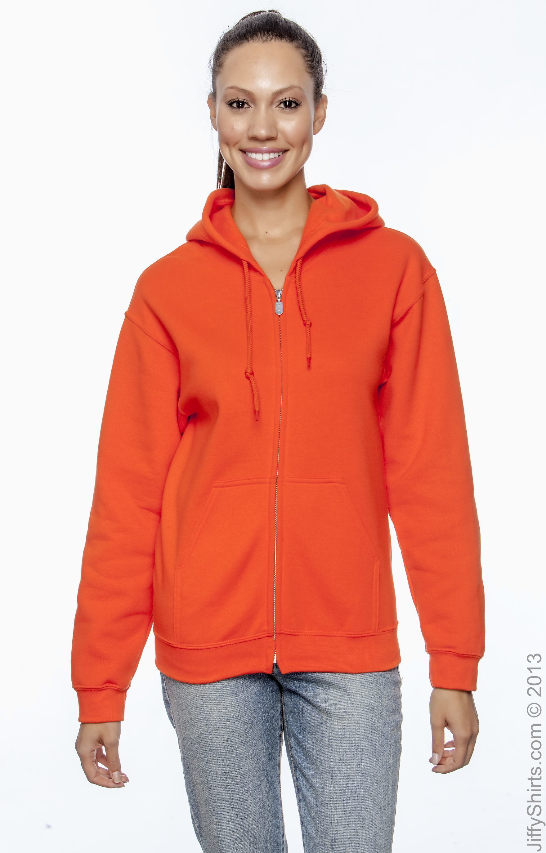 Gildan Unisex Heavy Blend™ 50/50 Full Zip Hoodie G186 Orange | Jiffy
