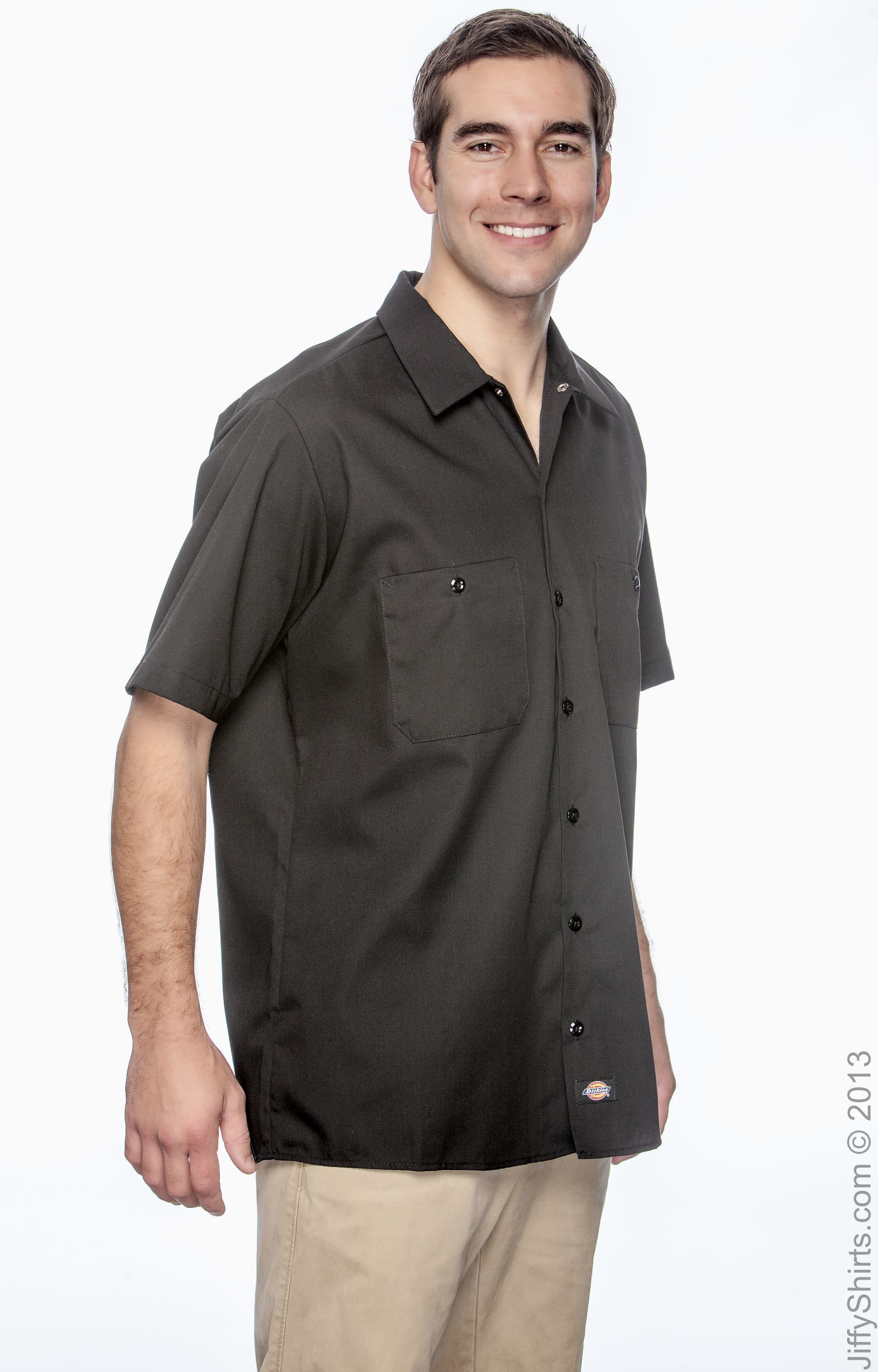 Dickies Men's Industrial Short Sleeve Work Shirt Ls535 Black | Jiffy