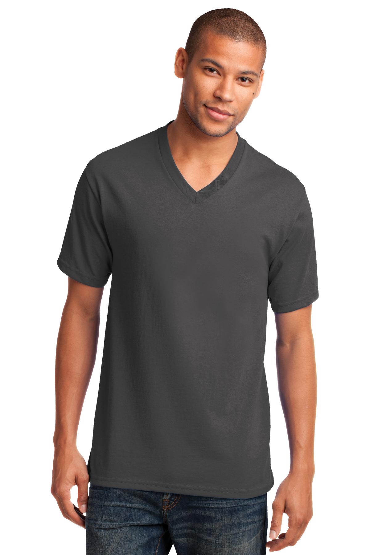 Port & Company Unisex Core Cotton V Neck Tee Pc54 V Charcoal | Jiffy