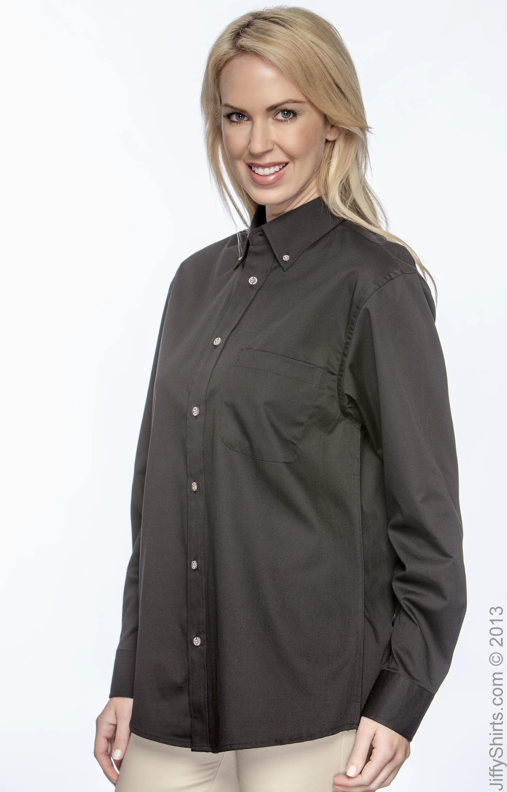 Harriton Men's Easy Blend™ Long Sleeve Twill Shirt With Stain Release ...