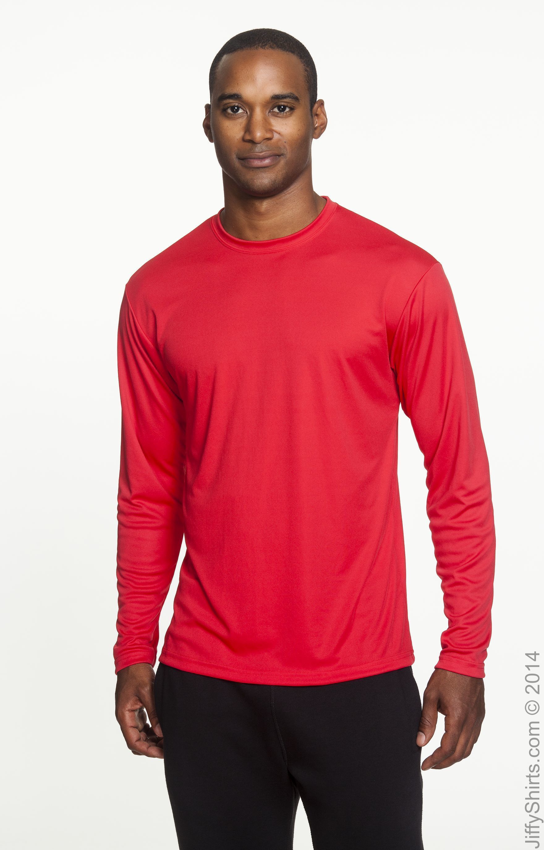 A4 Men's Cooling Performance Long Sleeve T Shirt N3165 Scarlet | Jiffy