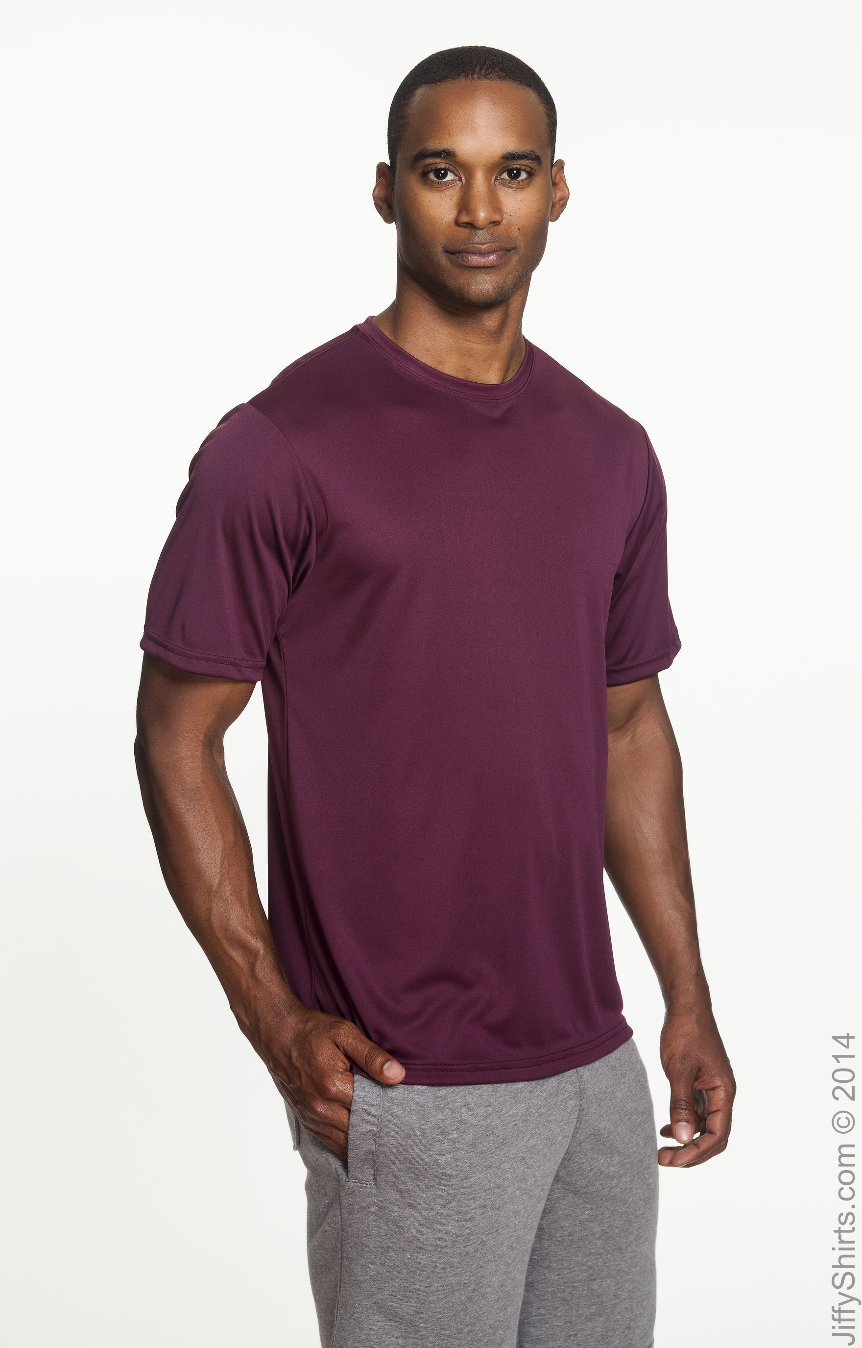 A4 Men's Cooling Performance T Shirt N3142 Maroon | Jiffy