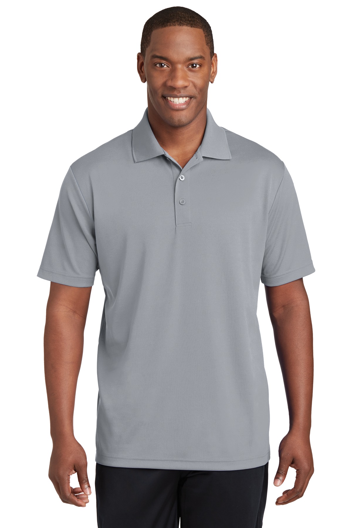 Sport Tek Men's Posi Charge Racer Mesh Polo St640 Silver | Jiffy