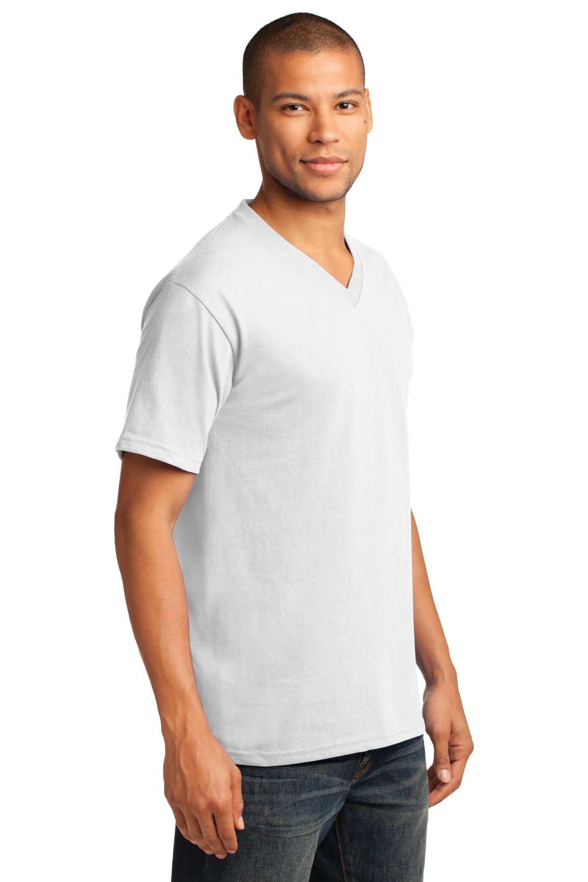 Port & Company Unisex Core Cotton V Neck Tee Pc54 V White | Jiffy