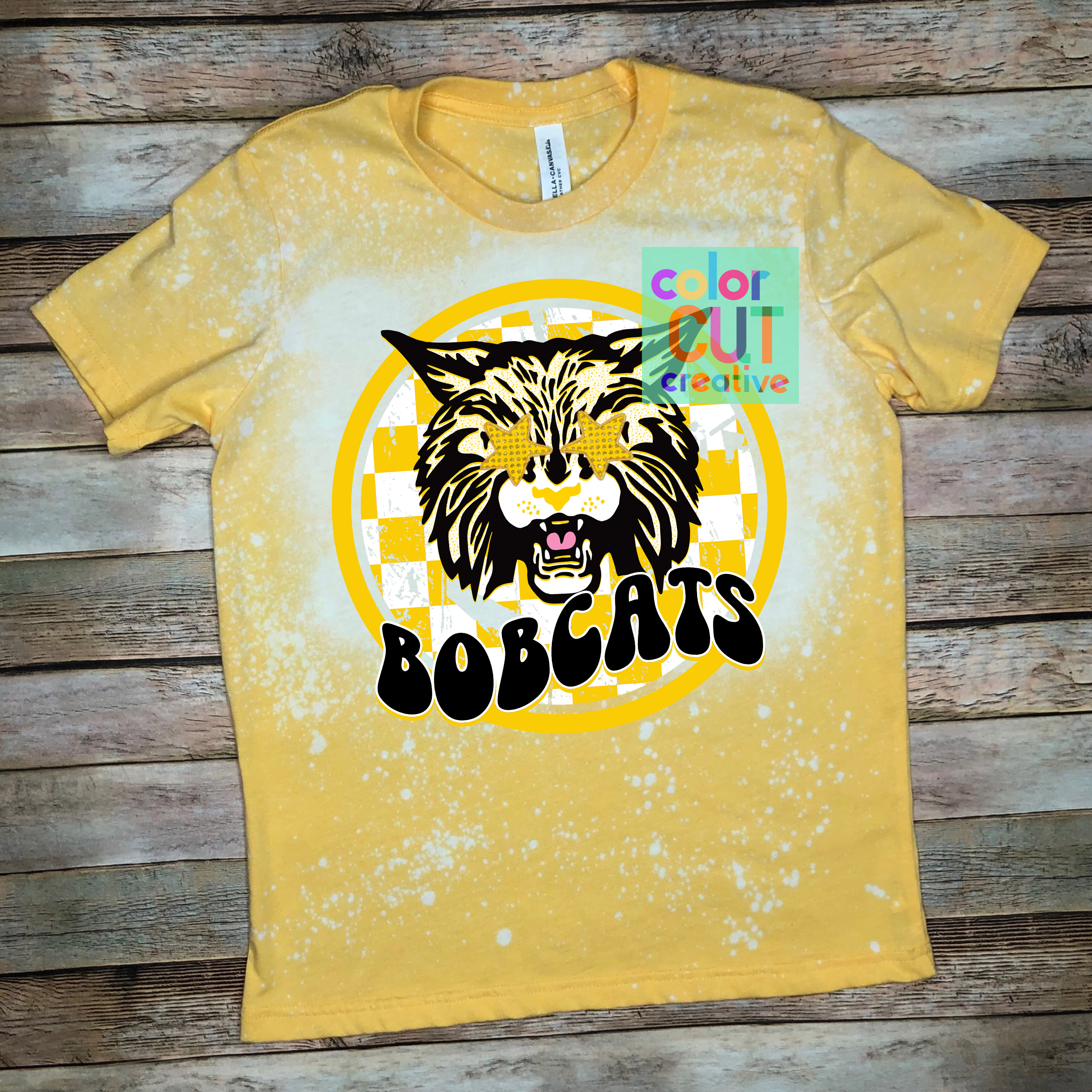 'Bobcats' Fierce Feline Emblem with Bold Yellow Circular Background ...