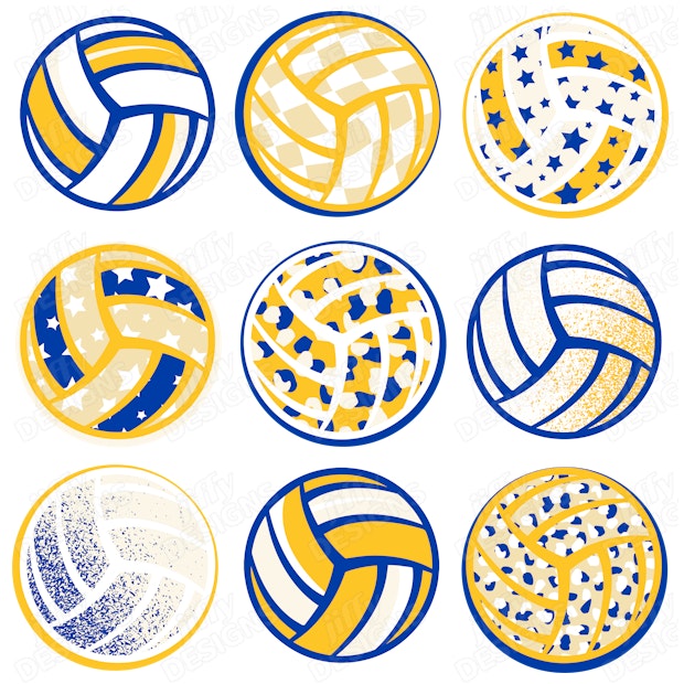 Volleyball Variations Featuring Vibrant Blue and Yellow Circular ...