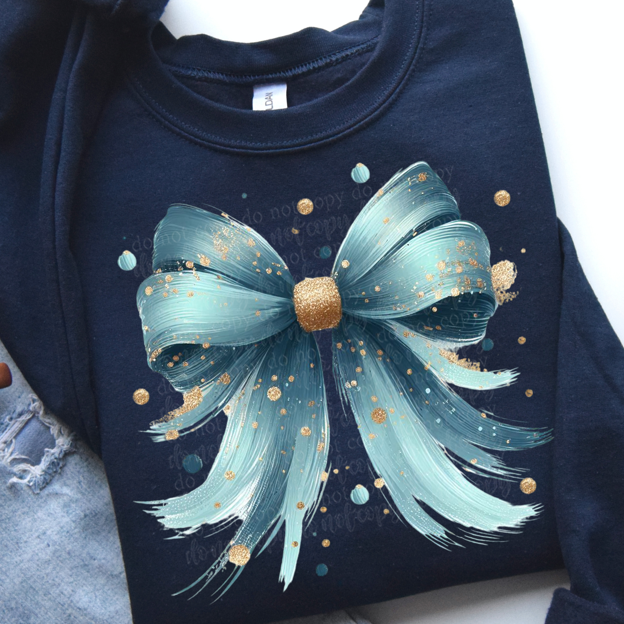 Ethereal Teal Bow with Shimmering Gold Accents | Jiffy Designs