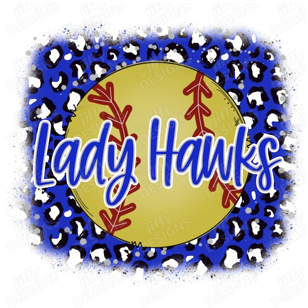 'Lady Hawks' Vibrant Softball-Inspired Design with Leopard Print Border ...