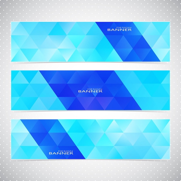 Geometric Blue Banner Collection with Abstract Polygon Backgrounds ...