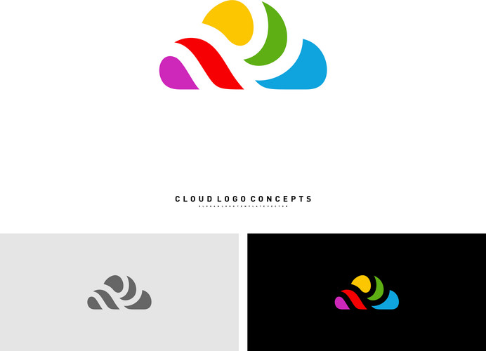 Colorful Cloud Logo Design Concept Vector. Cloud Paint Logo Template ...