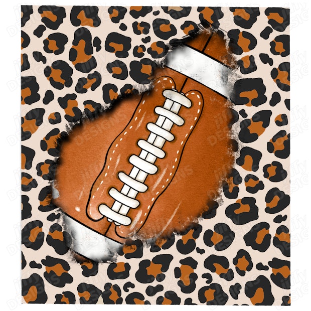 Football Bursting Through Leopard Print Pattern in Bold Graphic Style ...
