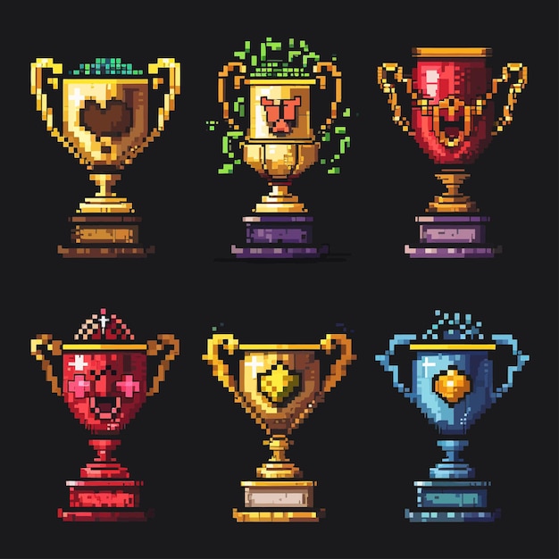 Vibrant Pixel Art Trophy Collection for Diverse Applications | Jiffy ...