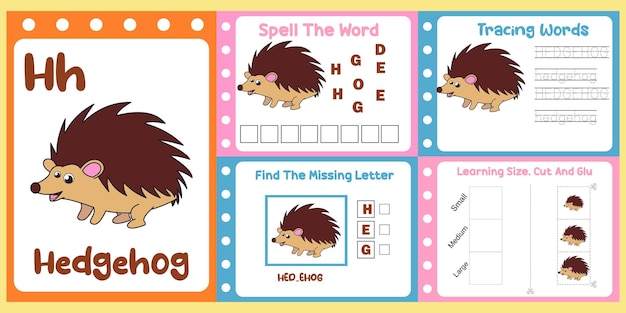 Playful Hedgehog Worksheets with Spelling, Tracing, and Missing Letter ...