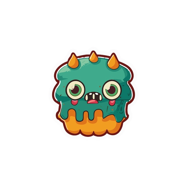 Adorable Turquoise Monster with Spiky Horns and Big Eyes | Jiffy Designs