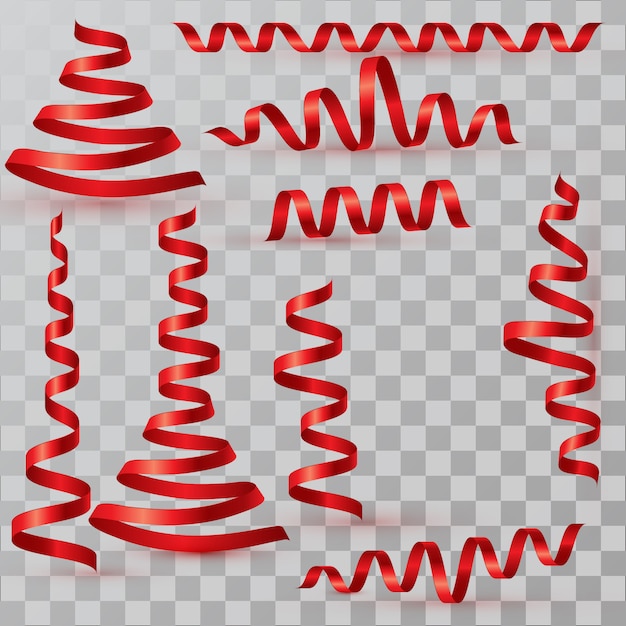 Vibrant Red Spiral Ribbons on Transparent Background | Jiffy Designs