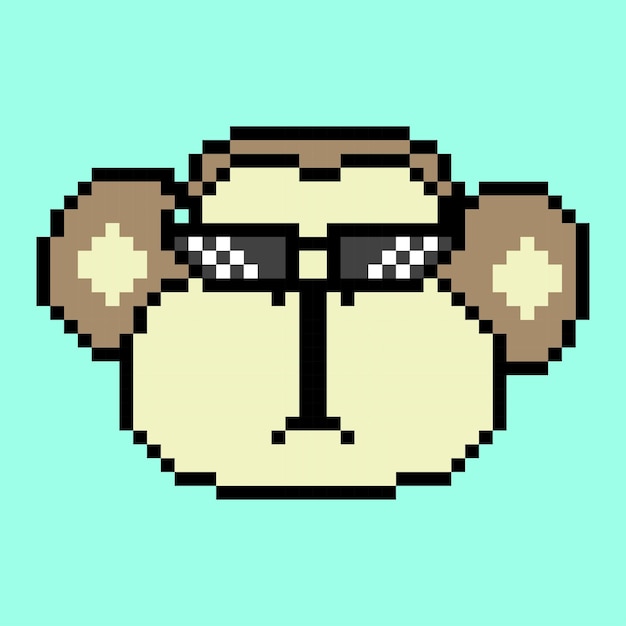 Retro Pixel Art Monkey Face with Sunglasses | Jiffy Designs