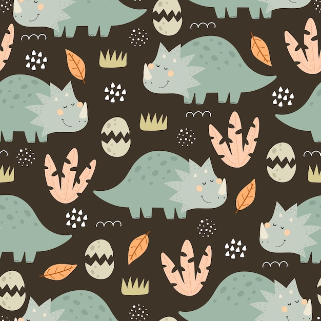 Whimsical Dinosaur Motif: A Playful Collection of Prehistoric Patterns ...