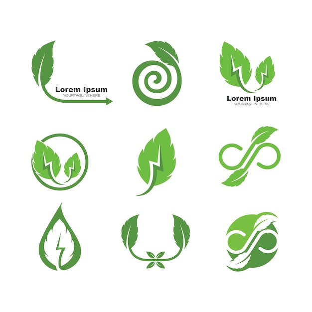 Vibrant Green Leaf Emblems and Nature-Inspired Logo Collection | Jiffy ...