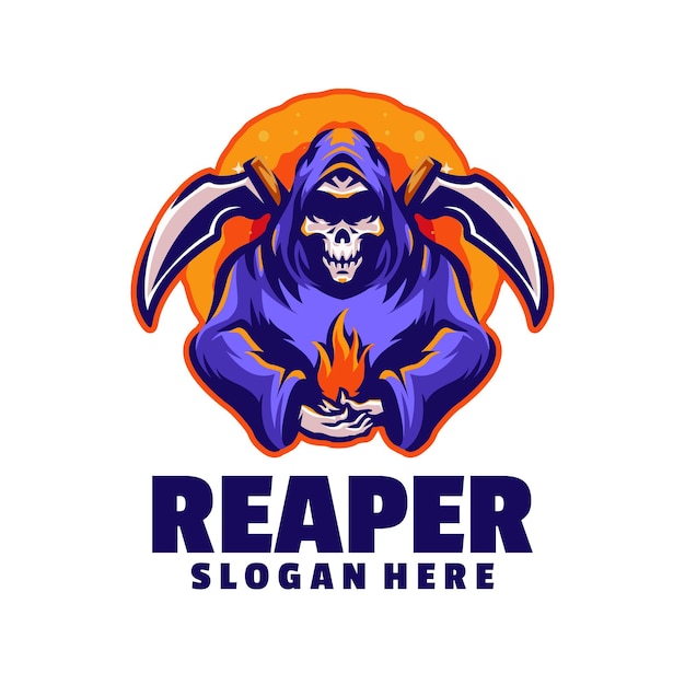 Captivating Reaper Mascot Logo with Fiery Emblem | Jiffy Designs