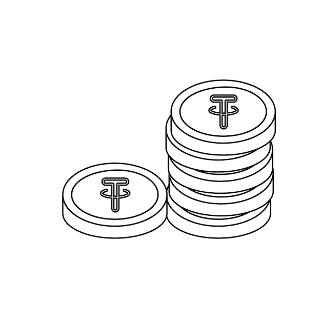 Stacked Coins with Cross Symbol in Black and White | Jiffy Designs