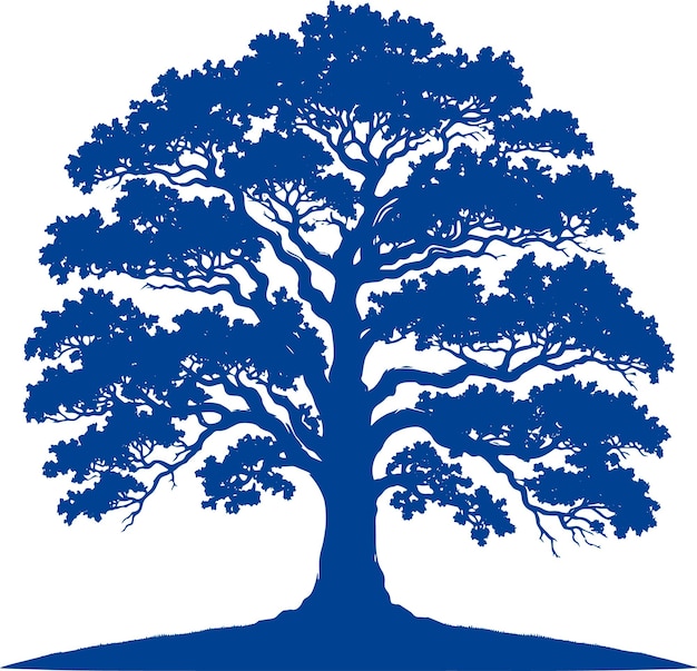 Majestic Blue Oak Tree Silhouette against Serene Sky | Jiffy Designs