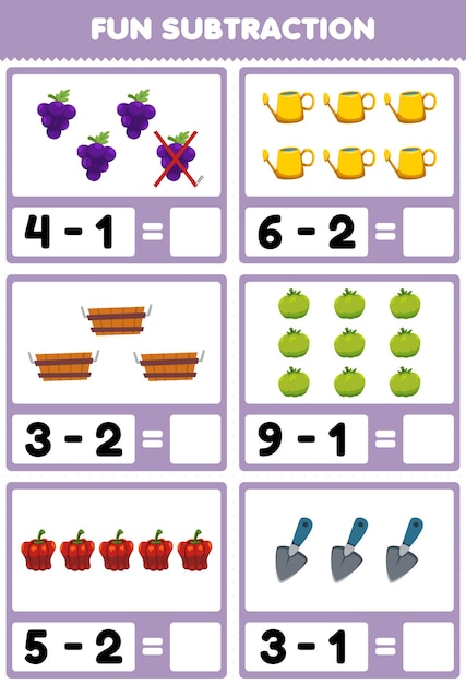 Engaging Subtraction Practice with Vibrant Fruit and Vegetable Imagery ...