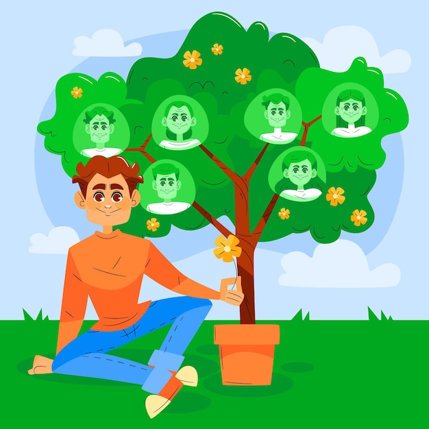 Vibrant Family Tree with Playful Faces | Jiffy Designs