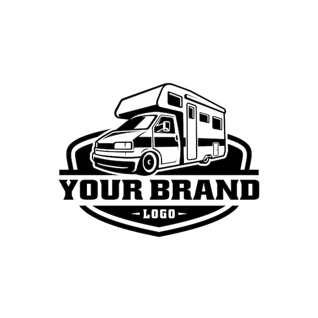 Iconic RV Emblem for Outdoor Adventure Branding | Jiffy Designs