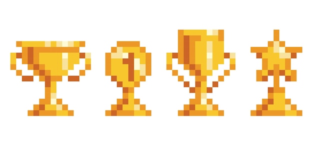Vibrant Golden Pixel Trophy Collection | Jiffy Designs