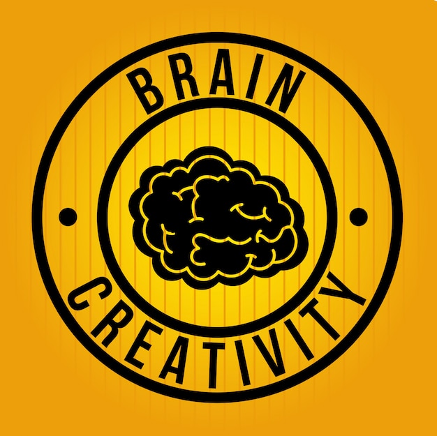 Iconic Brain Creativity Emblem on Vibrant Yellow Background | Jiffy Designs