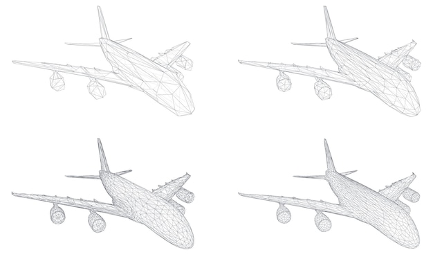 Stylized Outline Drawings of Futuristic Aircraft | Jiffy Designs