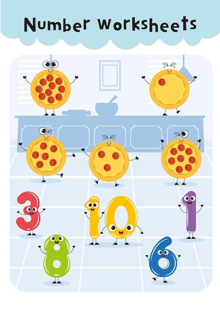 Cheerful Numerical Companions: A Playful Number Worksheet | Jiffy Designs