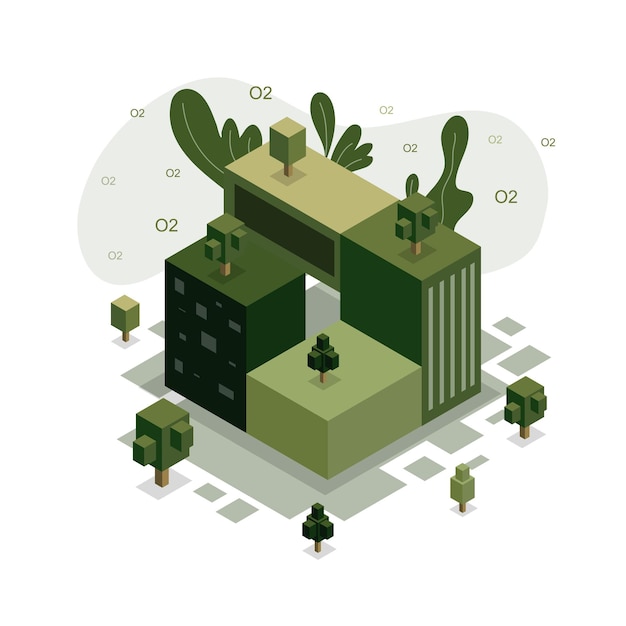 Captivating Isometric Landscape with Lush Greenery | Jiffy Designs