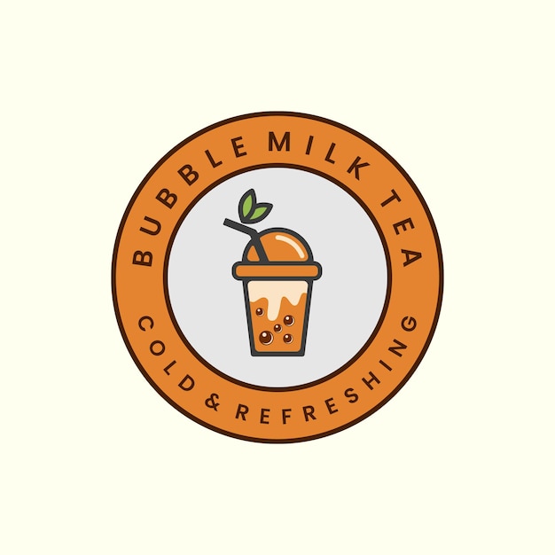 Refreshing Bubble Milk Tea Emblem with Vibrant Imagery | Jiffy Designs