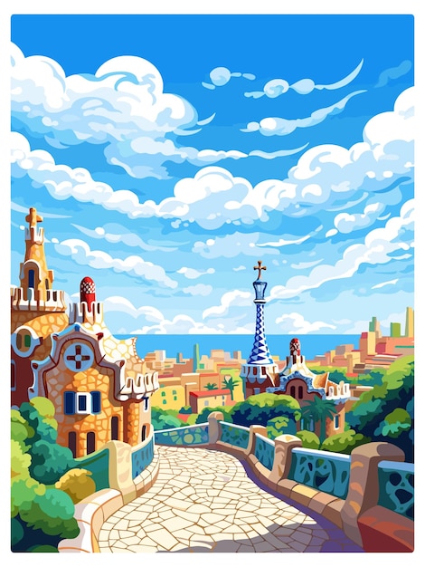 Vibrant Cityscape of Barcelona's Iconic Architecture | Jiffy Designs