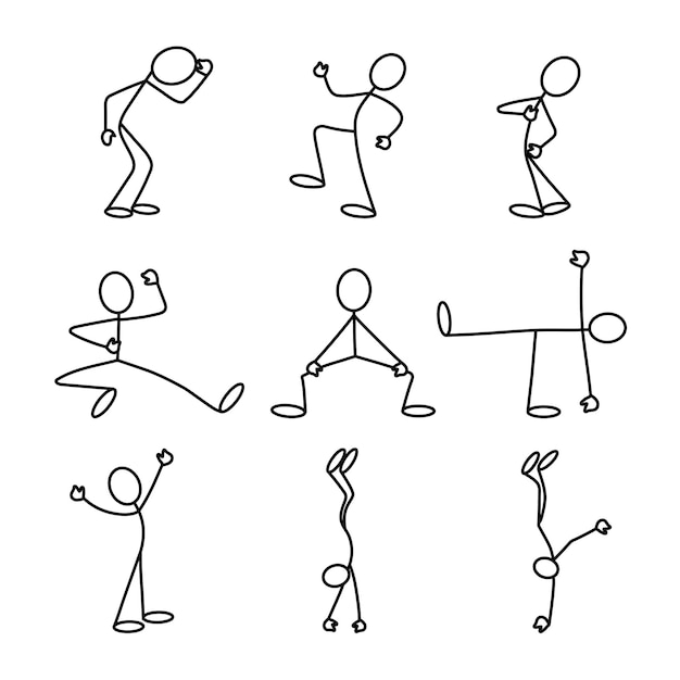 Whimsical Stick Figure Poses: A Playful Illustration of Human Movement ...