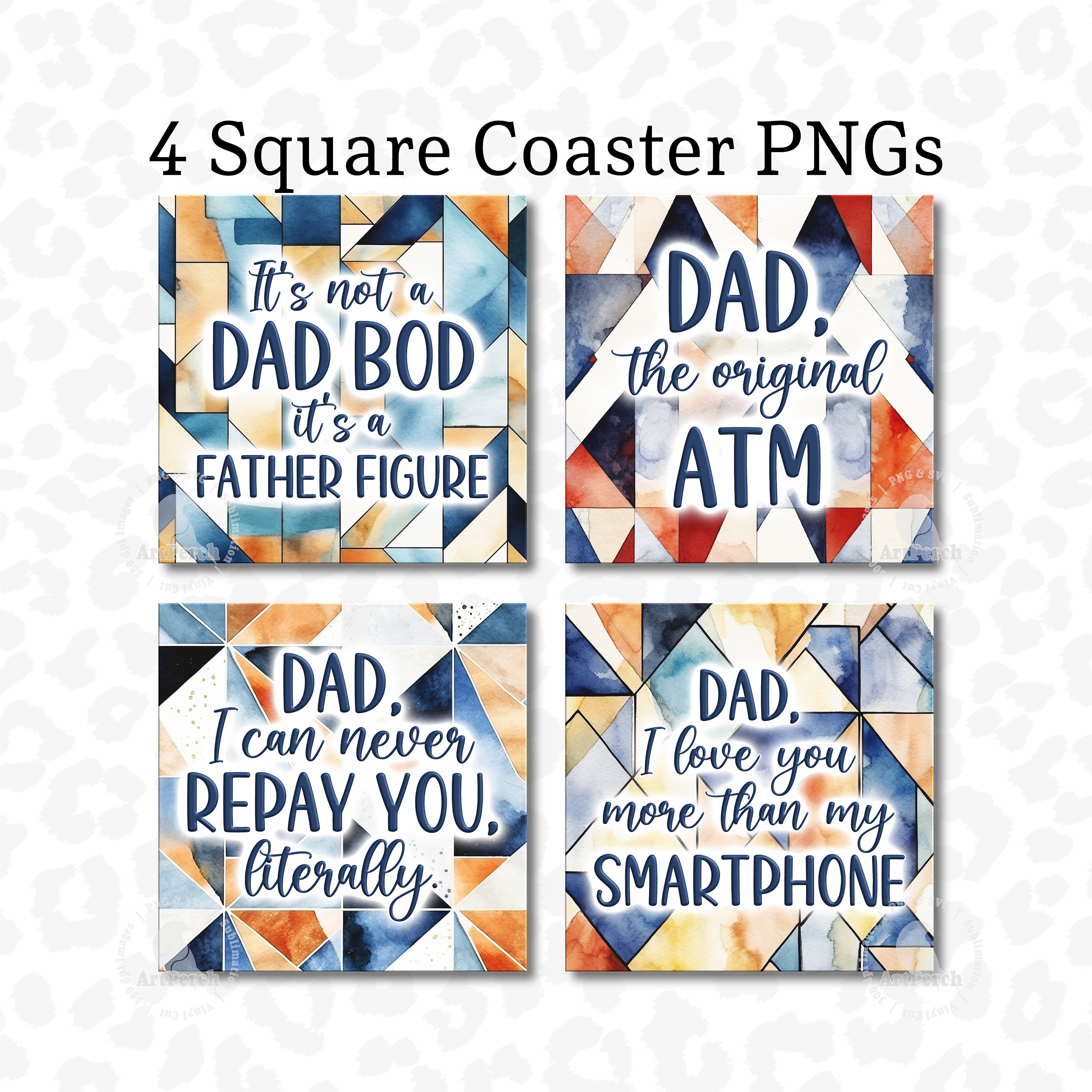 Funny Dad Coaster PNGs, Father Coaster PNG, Coaster Sublimation Design ...