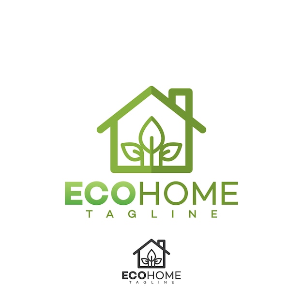 Eco-Friendly Home Logo with Leaf and House Silhouette | Jiffy Designs