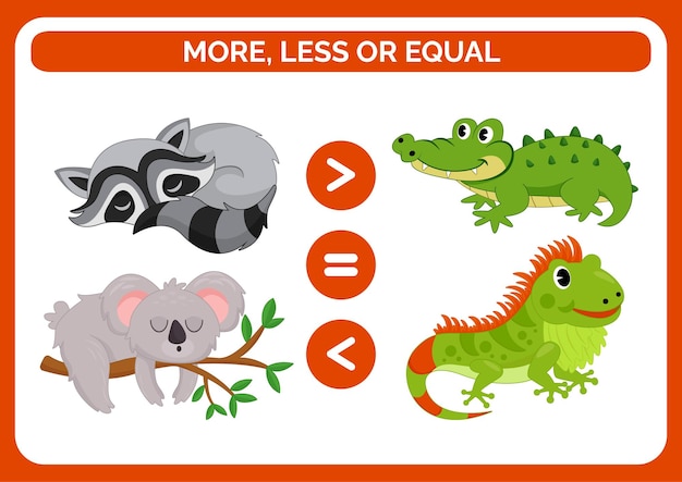 Playful Animals Showcase Greater, Less, and Equal Symbols | Jiffy Designs