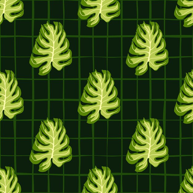 Vibrant Tropical Leaf Collection on Checkered Grid Pattern | Jiffy Designs