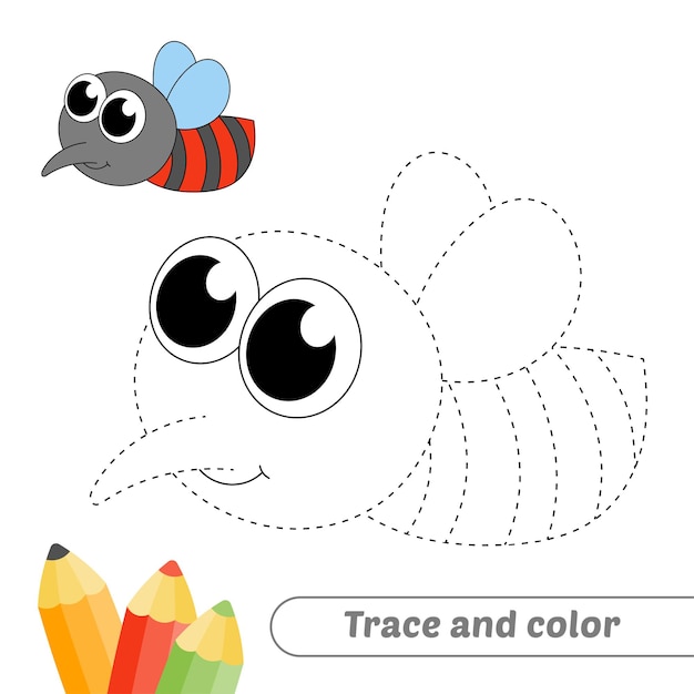 Adorable Buzzing Bee: Trace and Color Activity | Jiffy Designs